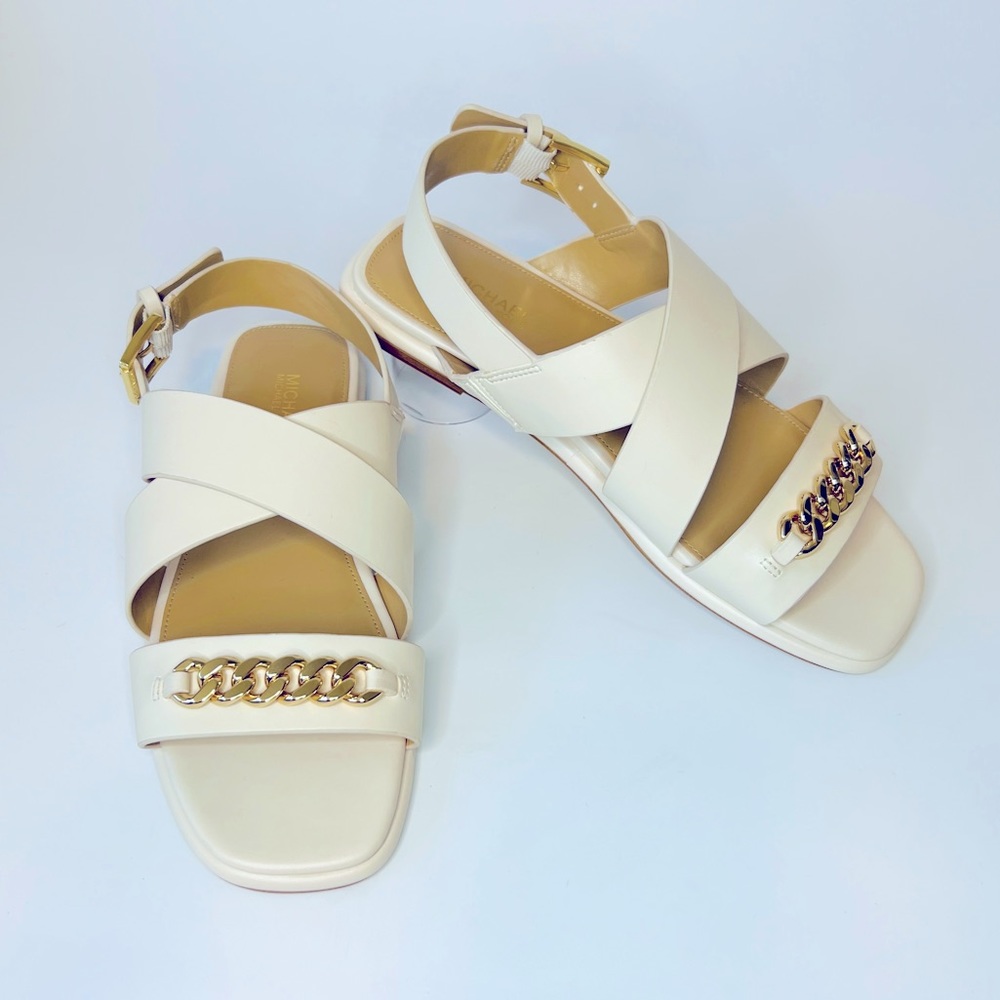 Michael Michael Kors Shawna Chain Sandals Cream 6 Nwt - Gem